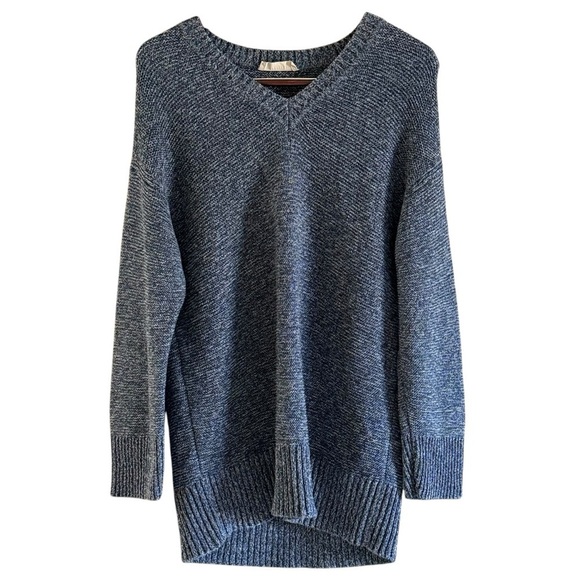 Everlane | Sweaters | Everlane Blue Marled Cotton Knit Vneck Pullover ...